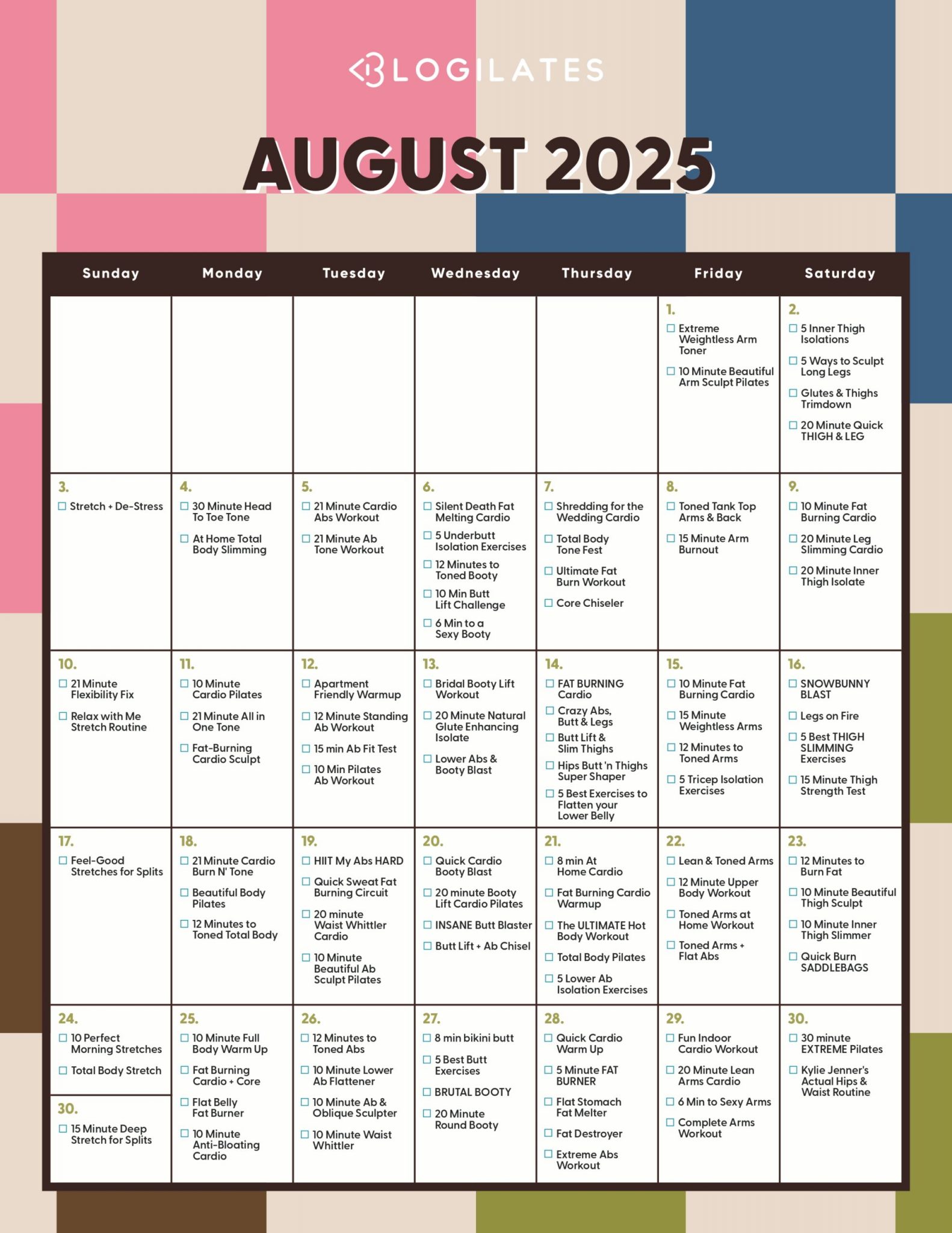 Ready For Your Blogilates August 2025 Workout Calendar?! – protect luxury